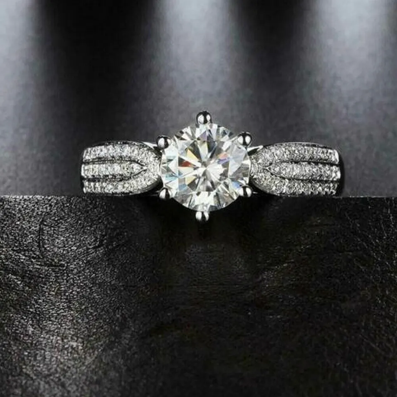 2 Ct Round Cut Moissanite Ring 14k White Gold Plated | eBay