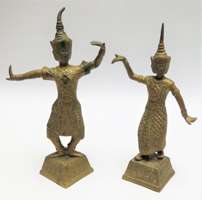 Antique? Vintage? Bronze Brass Copper Thai Siam Temple Dancer 2 Figures ...
