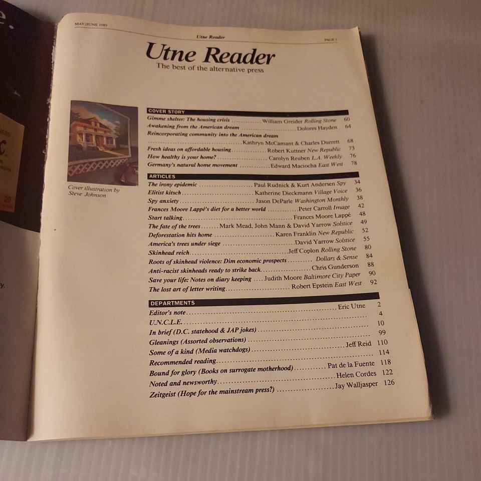 1989 May/June, UTNE READER Magazine, Best Of Alternative Press #33 ...