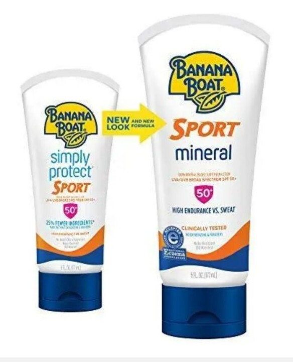 3 Pack Banana Boat Simply Protect SPORT 100% Mineral Lotion SPF50+ 6oz ...