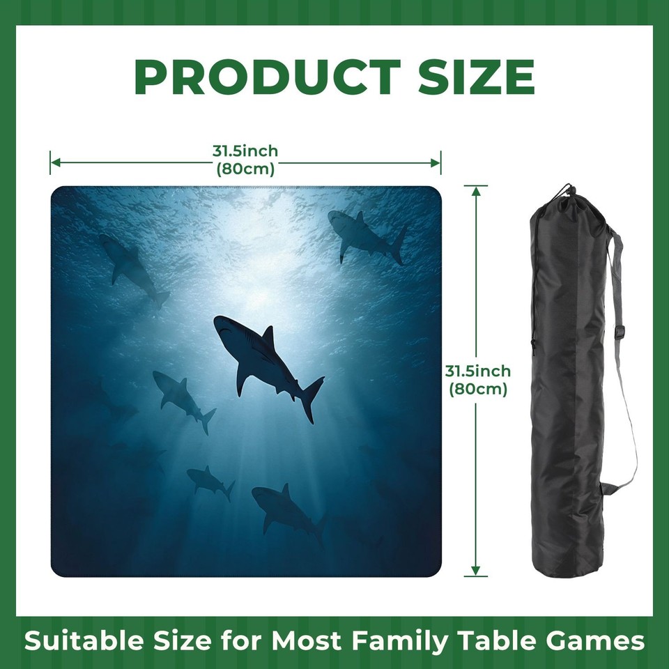Mahjong Table Mat Sharks with Storage Anti-Slip Game Mat Game Board ...
