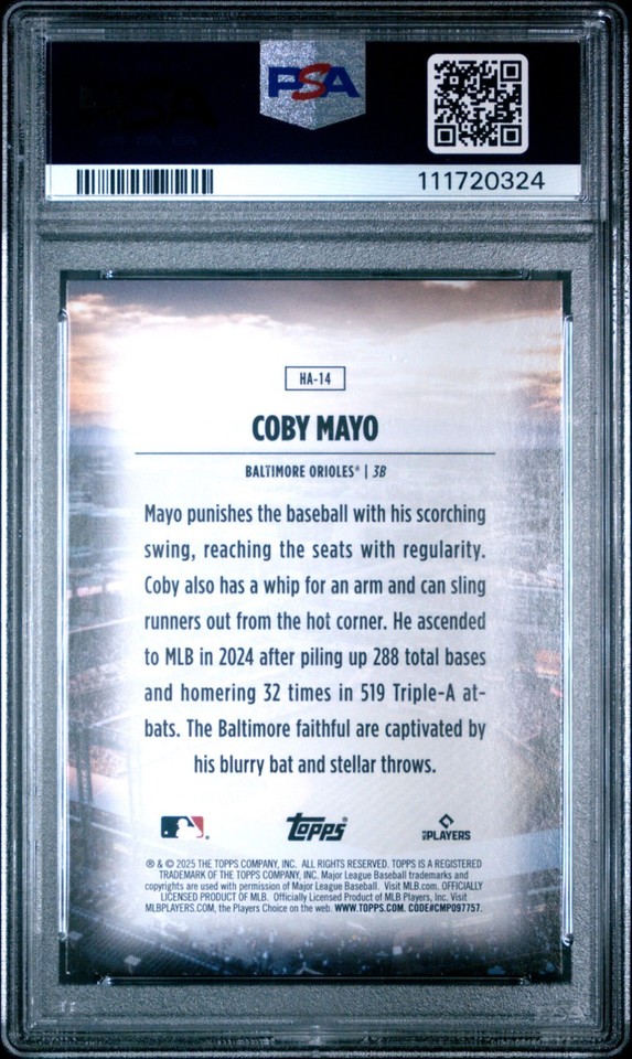 COBY MAYO 2025 TOPPS HOME FIELD ADVANTAGE #HA14 ROOKIE RC PSA 9 MINT | eBay