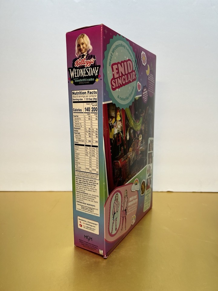 🟢 New Kellogg’s Limited Edition Wednesday ENID Confetti Cake Cereal Box ...