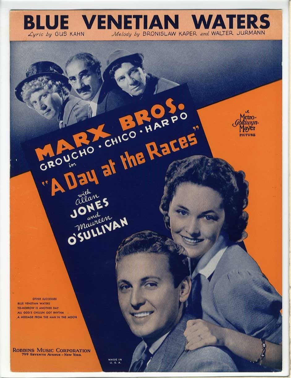 MARX BROTHERS MOVIE Sheet Music 1937 Blue Venetian Waters | eBay