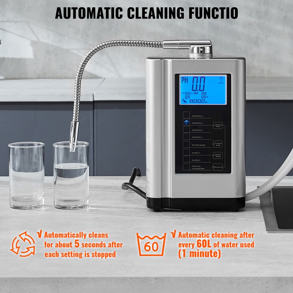 Alkaline Water Ionizer 7 Plates Purifier Machine PH3.5-10.5 Auto ...