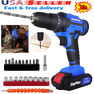 Cordless Electric Screwdriver Gun Rechargeable Drill Driver Tool 26PCS ...