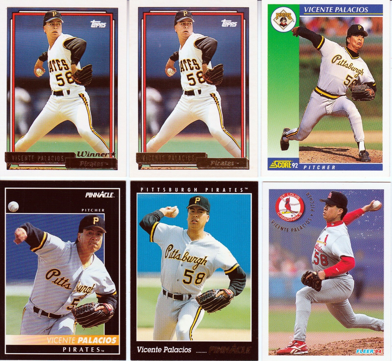 20 + VICENTE PALACIOS different card lot 4 RC 1988 - 1994 Pirates ...