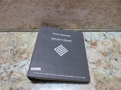 GRECO SYSTEMS OPERATORS MANUAL OM-6066 CNC MINIFILE BOOK MANUAL | eBay