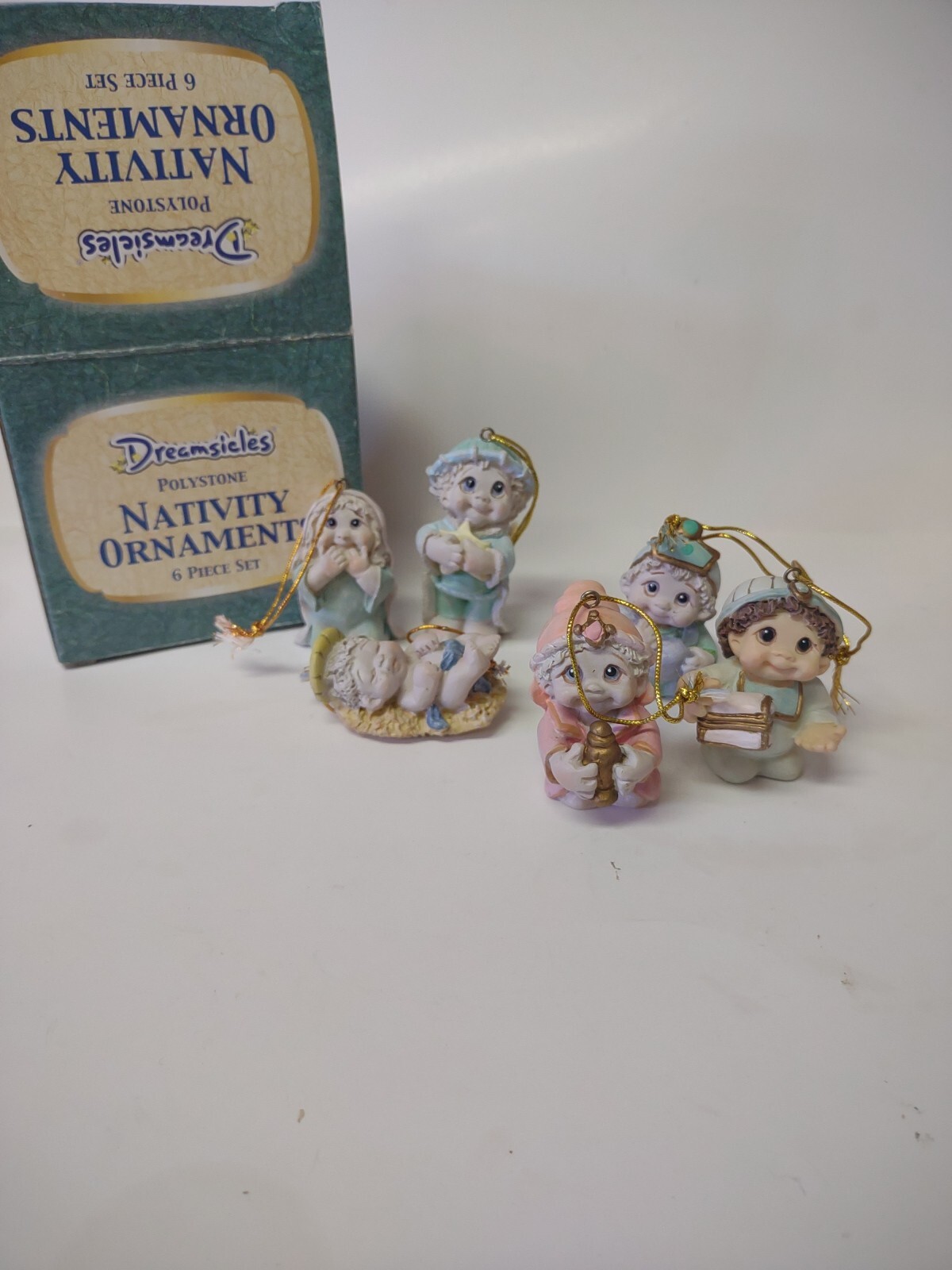 Set 6 = DREAMSICLES nativity ornaments box Polystone | eBay