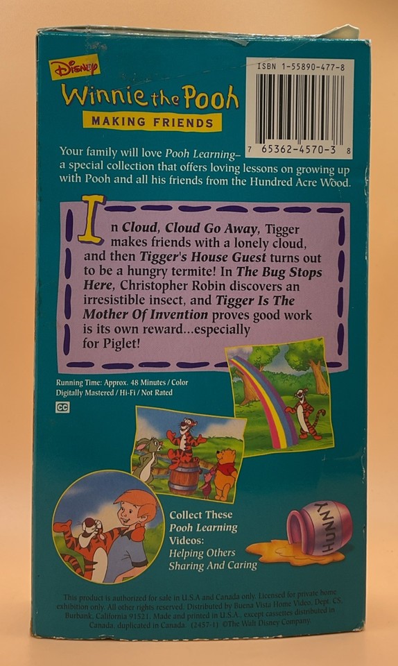Winnie the Pooh - Pooh Learning - Making Friends VHS Disney **Buy 2 Get ...
