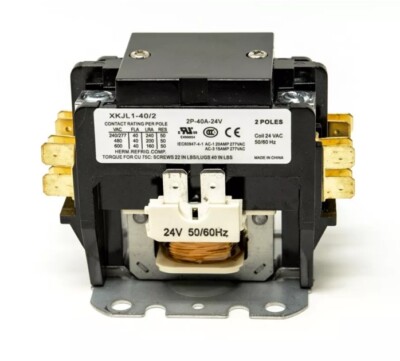 2 Pole AC Contactor, Generic Heavy Duty 40Amp 24V Coil Air Conditioner ...