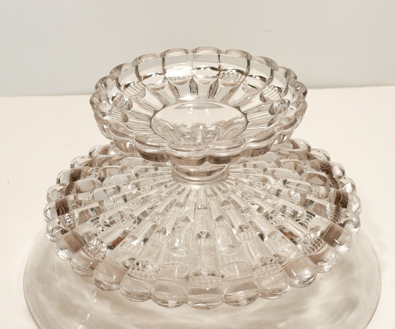 1889 EAPG Bryce Higbee Cut Log Open Pedestal Compote Sun Amethyst 2 Lbs ...