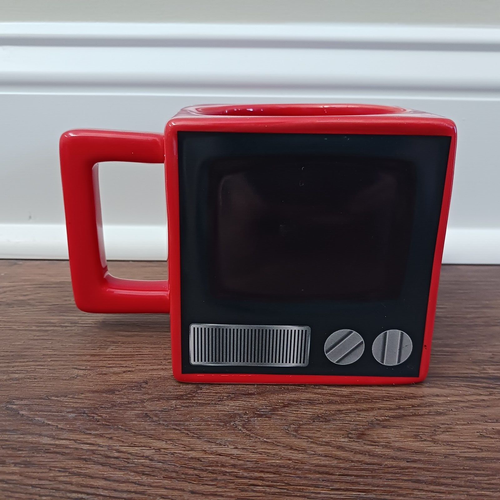 Retro TV Television Square Coffee Cup Mug Red 3.75" | eBay