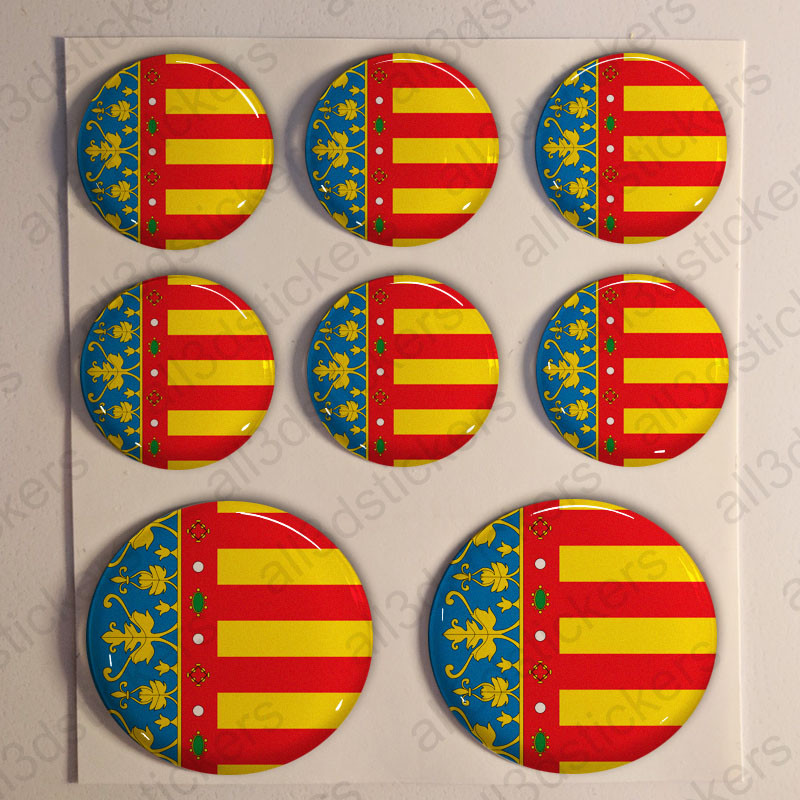 Valencia Stickers Domed Resin 3D Flags Valencia Vinyl Sticker Decals ...