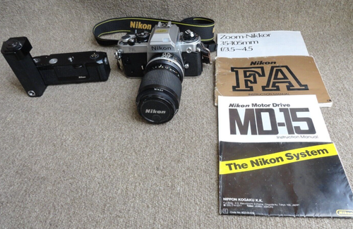 Nikon FA 35mm Camera w/ 35-105mm Lens & MD-15 motor Drive **SHUTTER ...