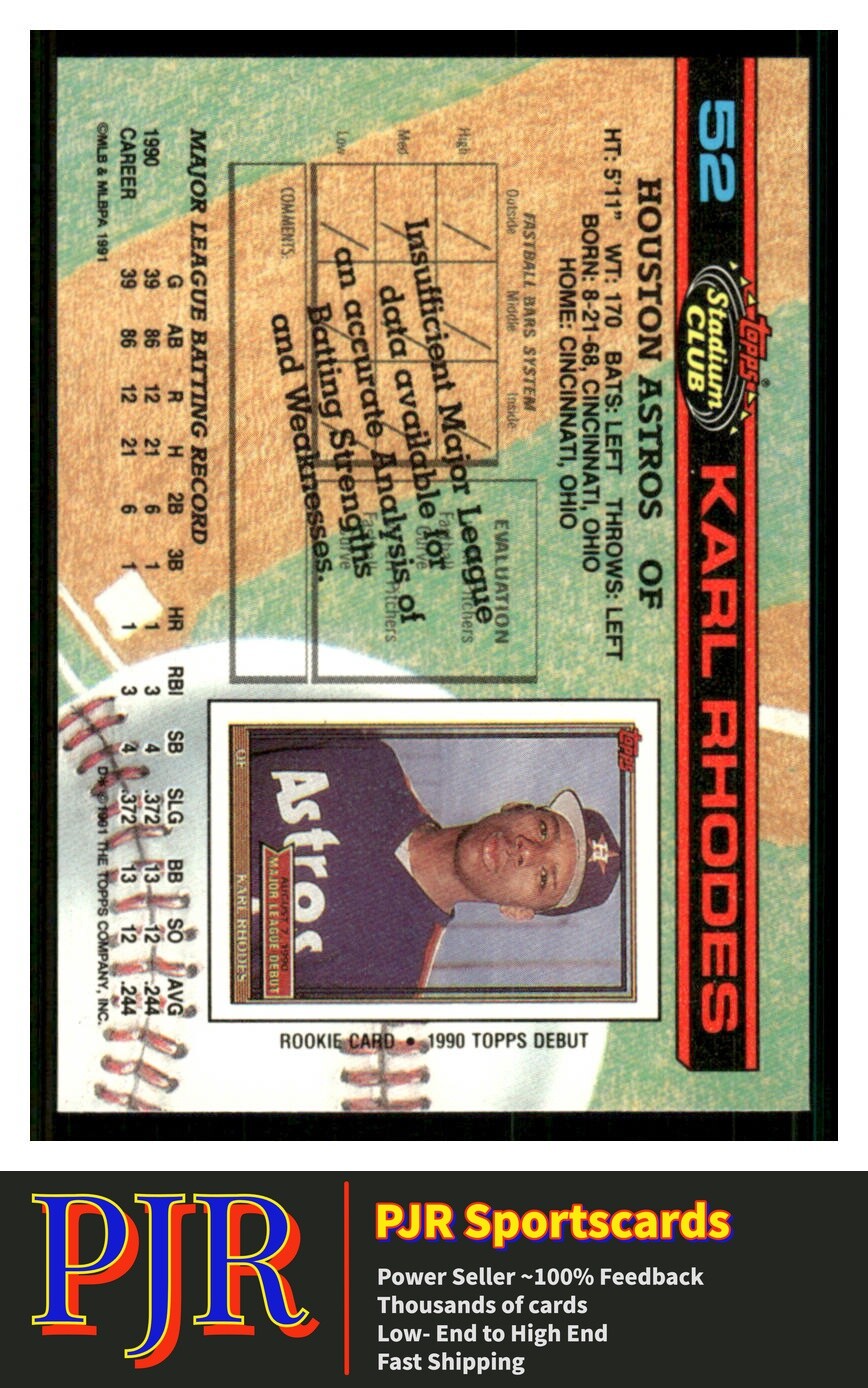 1991 Topps Stadium Club - Tuffy Rhodes #52 for sale online | eBay