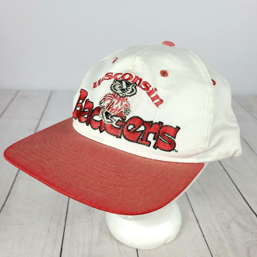 Wisconsin Badgers #1 Apparel Vintage Snapback Hat Cap Bucky White NCAA ...