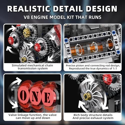 V8 Engine Building Set,V8 Engine Model kit That Run,Build Your Own STEM ...