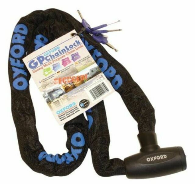 Oxford GP Chainlock Motorcycle Cycle 1.5m X 8mm Chain & Lock Lk105 ...
