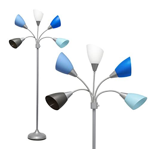 LF2006-SBG 67" Contemporary Multi Head Silver/blue shades + white ...