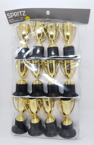 Spritz Mini Plastic Trophies Set of 12 New in Pkg Party Favor 4" Gold ...