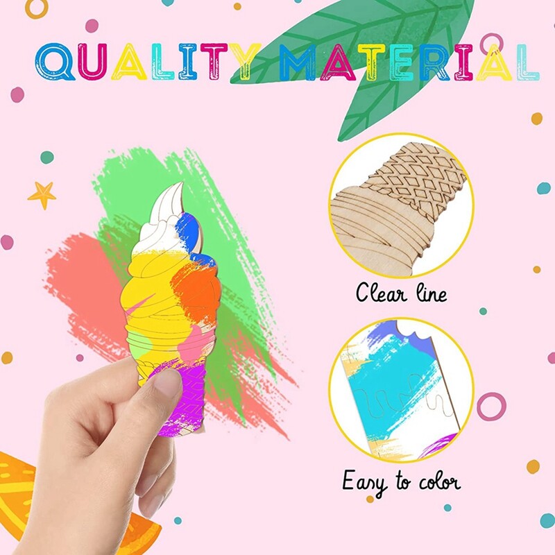 Unfinished Ice Cream Wood Cutouts Summer DIY Wood Cutouts for Crafts ...