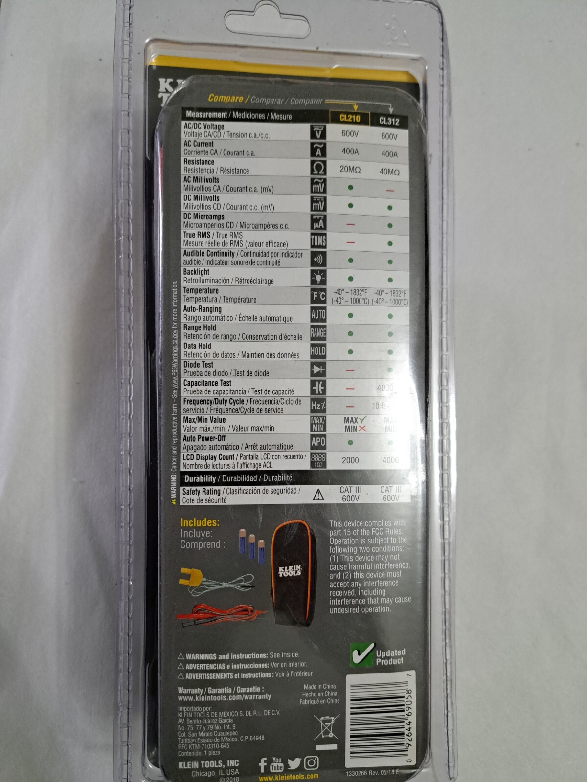 Klein Tools CL210 400 Amp AC Auto-Ranging Digital Clamp Meter for sale ...