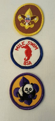 BOY SCOUT BSA MERITPATCH WORLD CONSERVATION AWARD PANDA; Mile Swim 813 ...