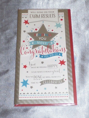 CONGRATULATIONS ON YOUR EXAM RESULTS CARD WELL DONE PASSED STUDY GCSE A ...