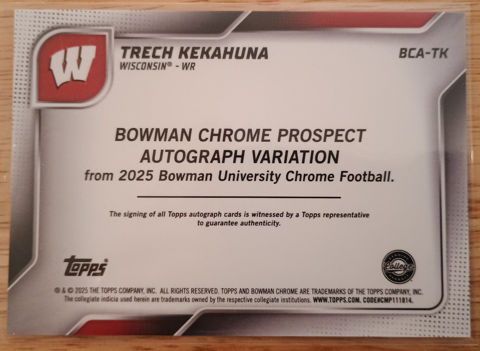 2025 Bowman U Chrome Trech Kekahuna 1st Bowman Auto #BCA-TK Wisconsin ...