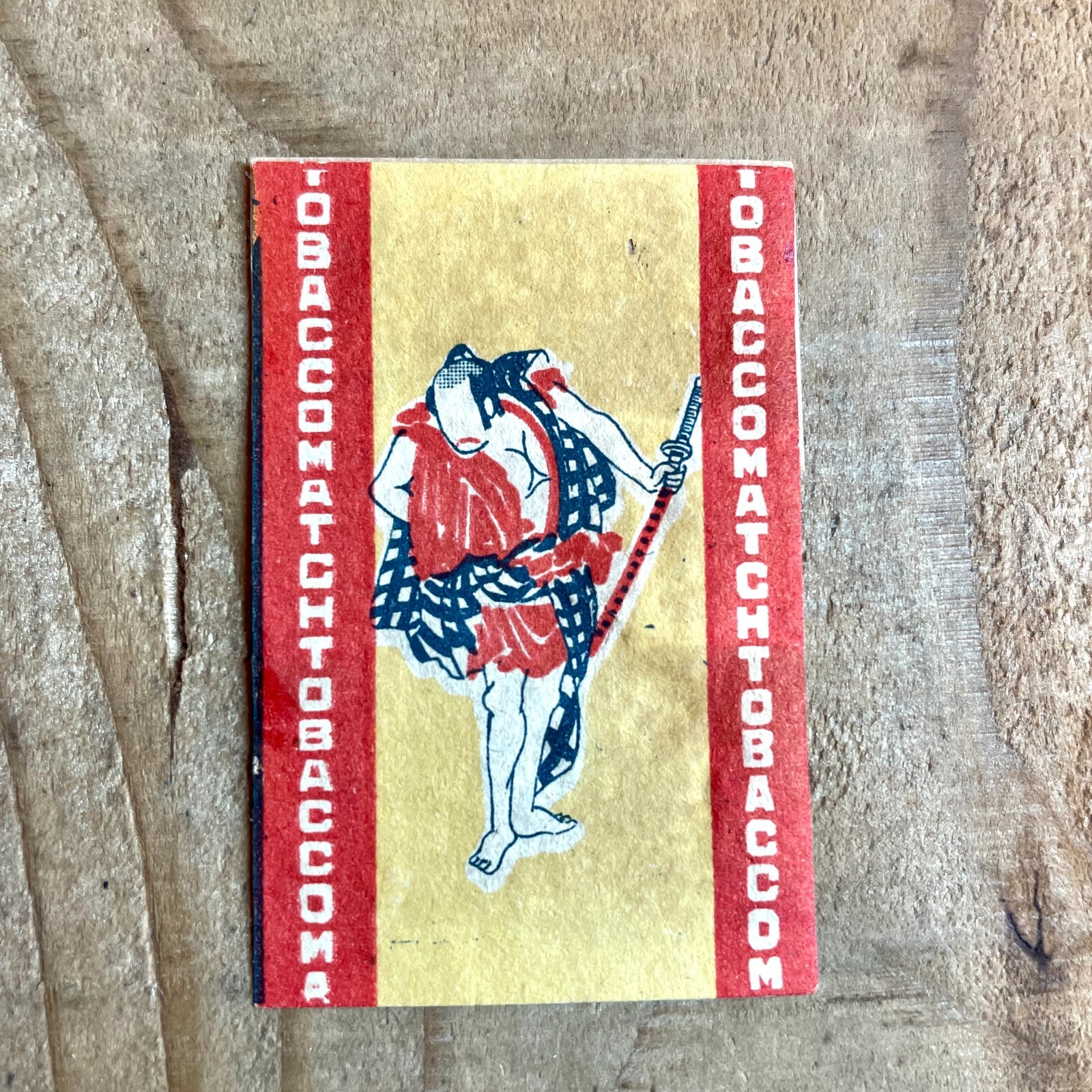 Antique Old matchbox label Tobacco Samurai smoking JAPAN artwork prewar ...