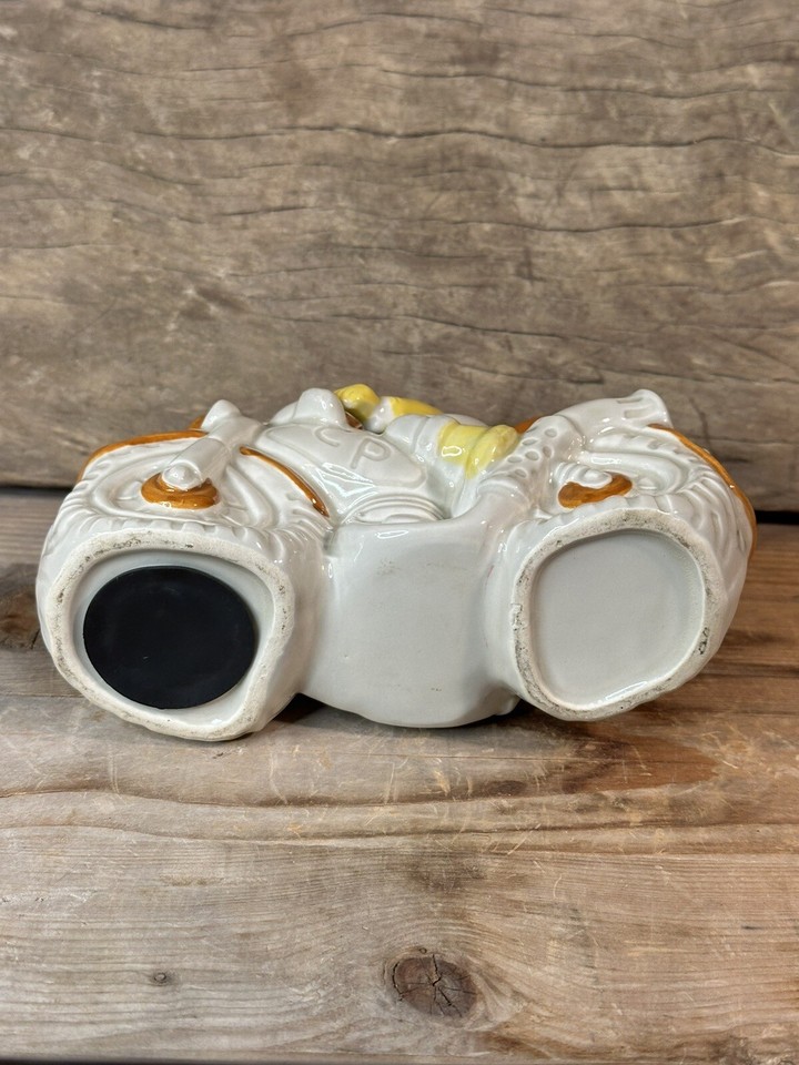 Vtg Counterpoint Motorcycle & Rider Ceramic Coin Bank w/ Stopper Made ...