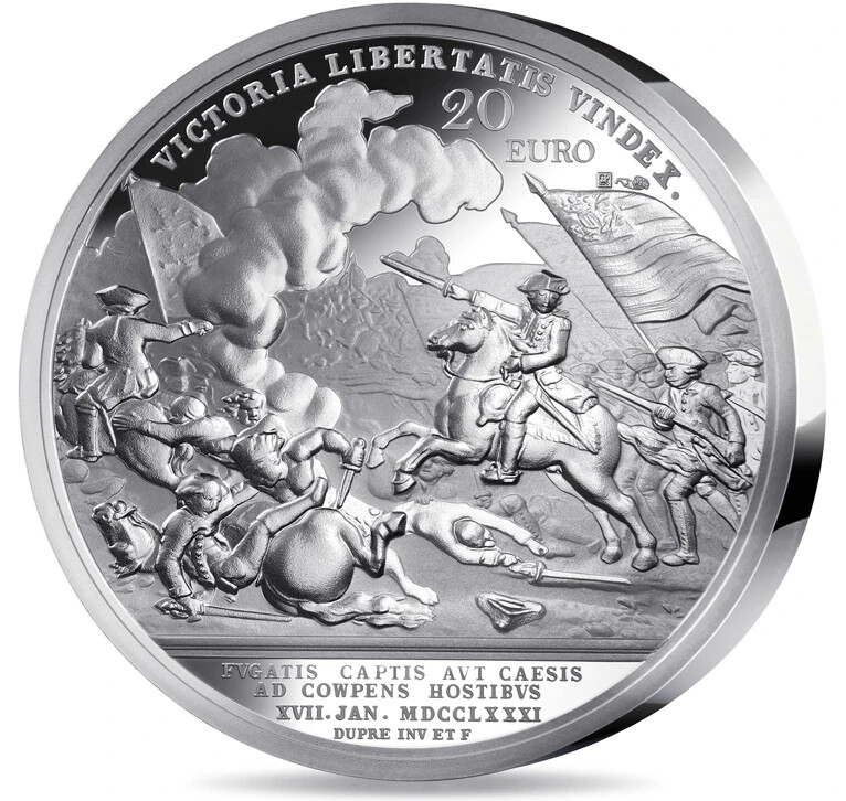 FRANCE 2024 Battle COWPENS 20€ Silver Coin 1oz daniel MORGAN Victory ...