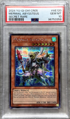 Yugioh Card Mermail Abyssteus Secret Rare PSA 10 Gem Mint, CR05-AE120 ...