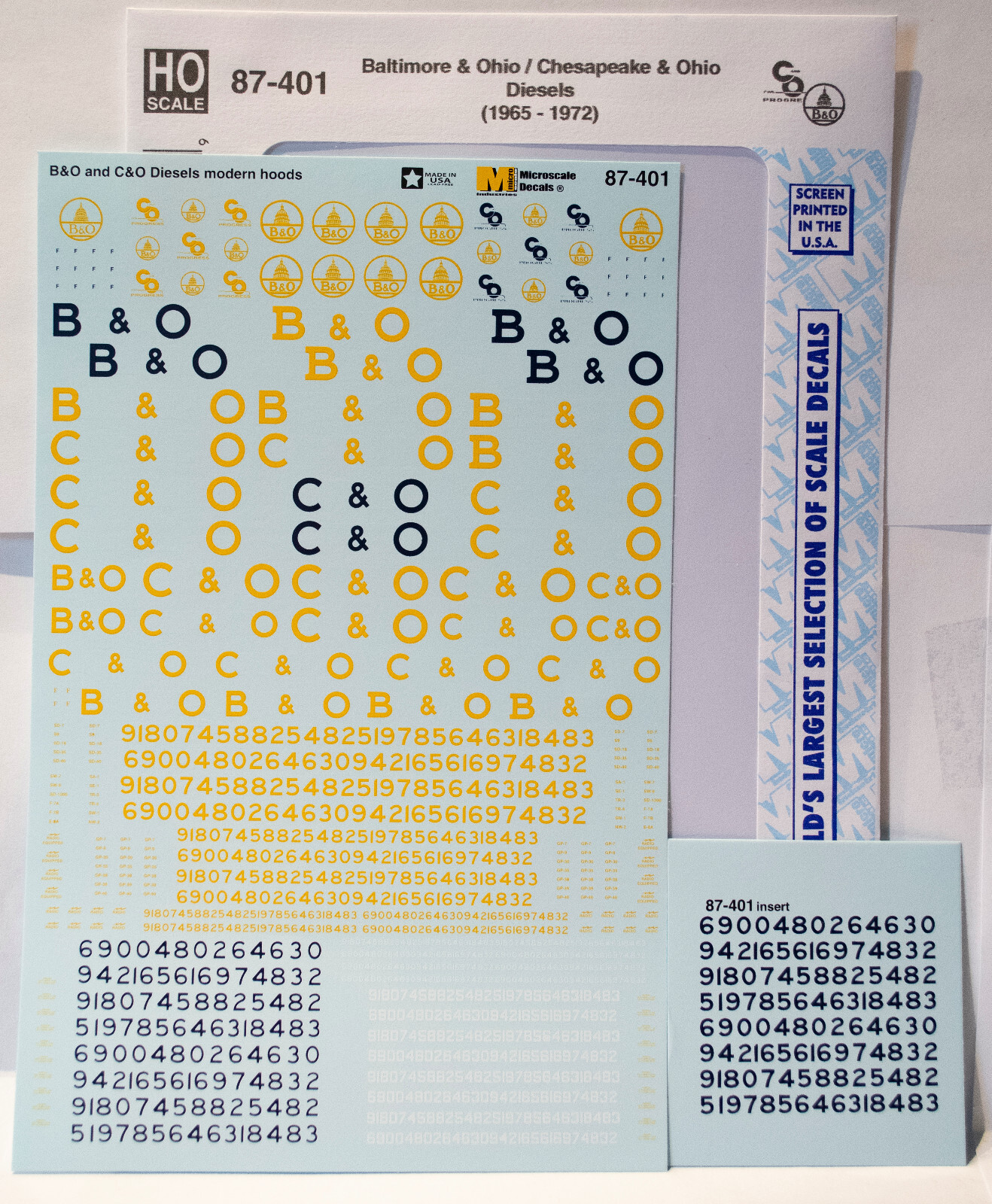 Microscale Decal HO #87-401 Chesapeake & Ohio - C&O, Baltimore & Ohio ...