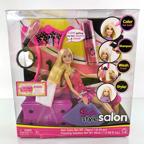 Barbie Style Salon Doll Playset N6889 Wash Style Color Hair Mattel 2008 ...
