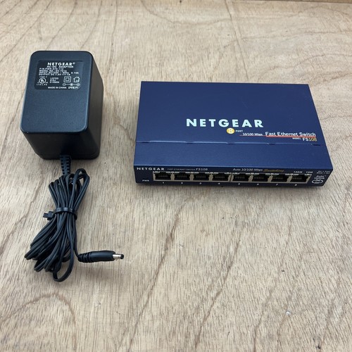 Netgear 8-Port Fast Ethernet Switch Auto 10/100 Mbps FS108 with Power ...