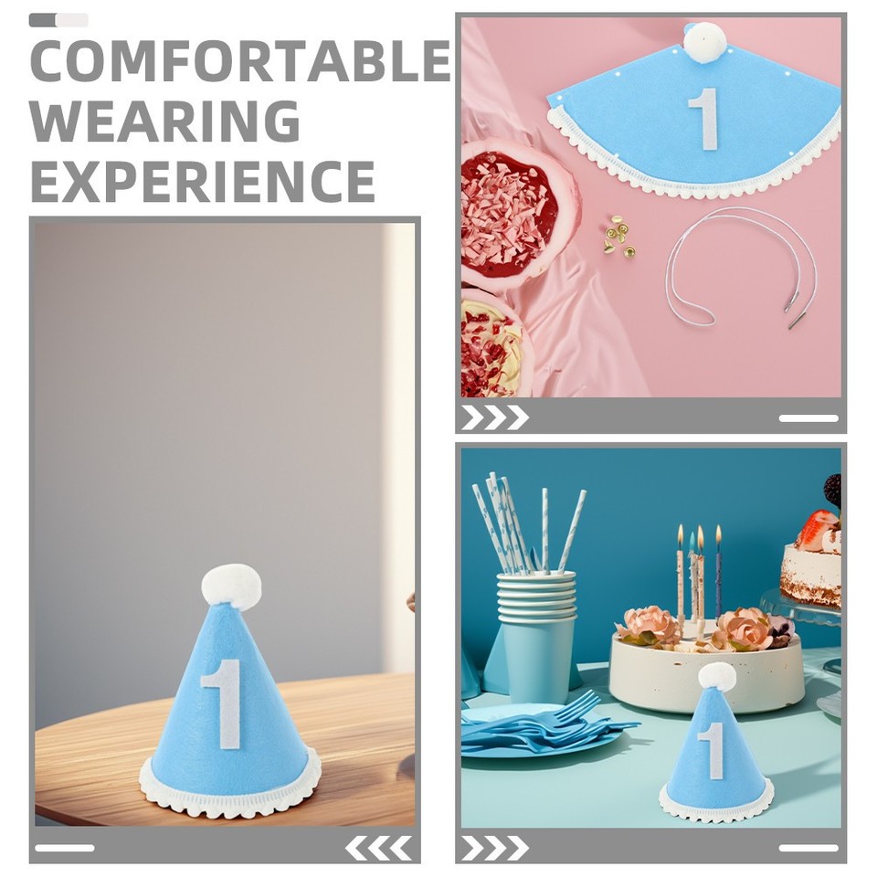 2pcs First Birthday Party Hat 1st Birthday Parties Cap Baby Birthday ...