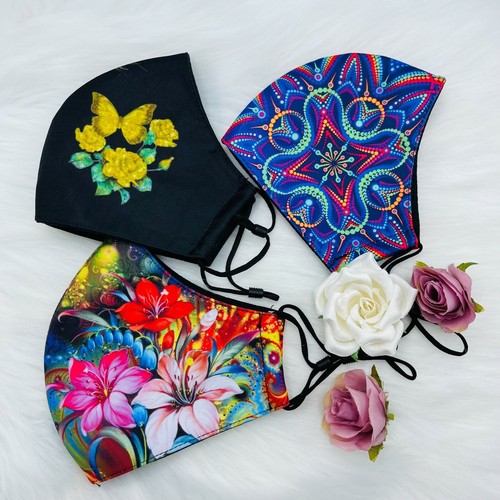[3 PACK] Face Masks FASHION Polyester/Cotton Triple-Layer Washable - US ...