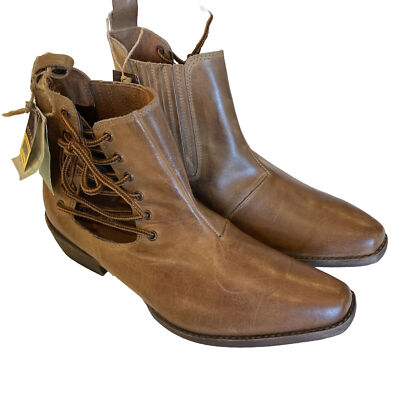 Roper Brown Leather Trooper Ankle Boots Lace Up Side Size 11 New With ...