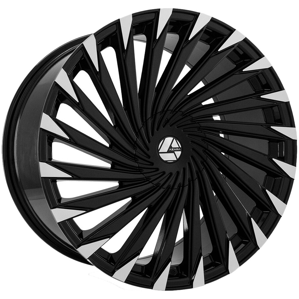 (4) Azara AZA-501 20x8.5 5x4.5"/5x120 +35mm Black/Machined Wheels Rims ...