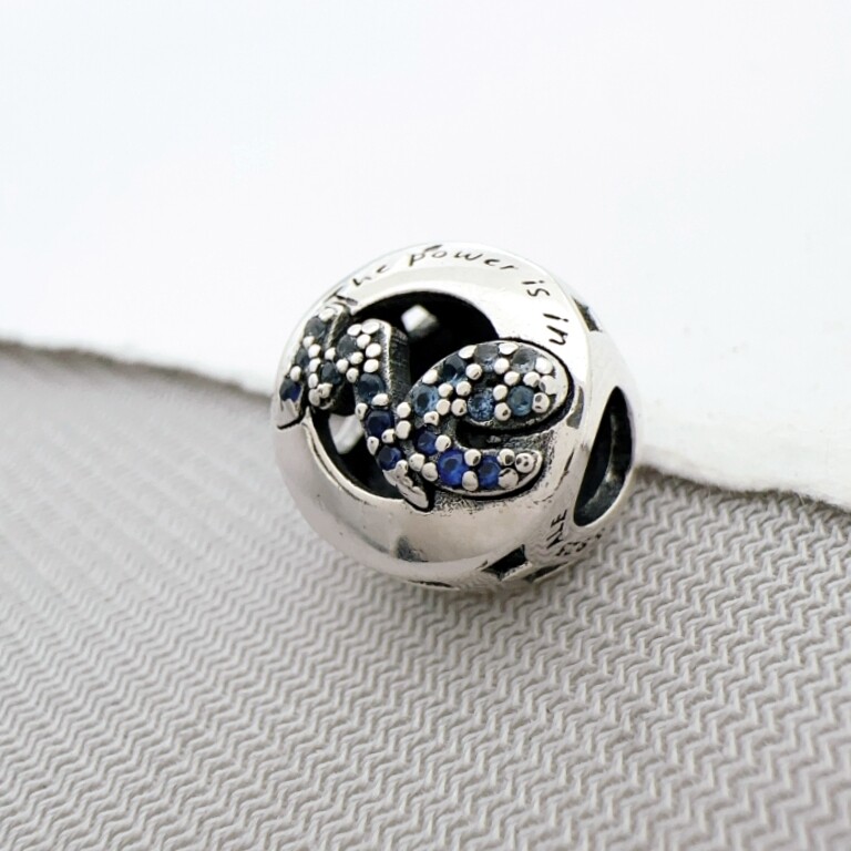 Sterling Silver 925 Pandora 'We can do anything' Blue CZ Charm Bead ...
