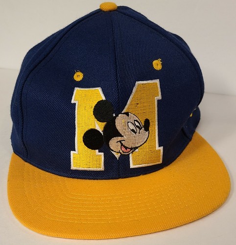 Mickey Mouse "M" Logo Snapback Cap Adjustable Blue and Gold | eBay