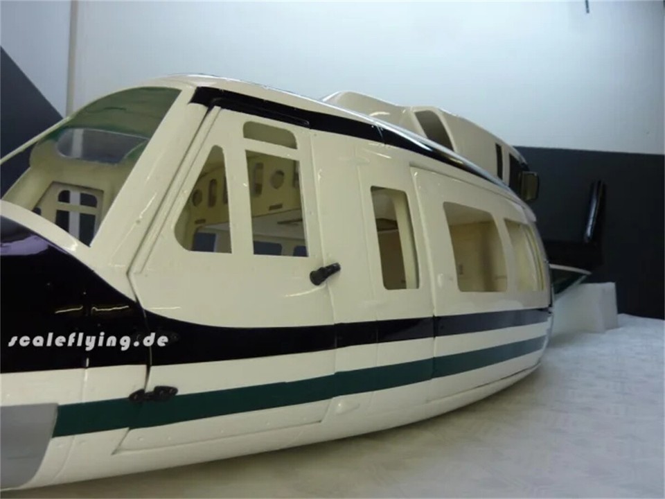 600 B212 Civil RC Helicopter Fuselage Bell212 GREEN WHITE Civil 600 ...