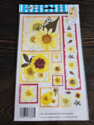 Royal Rub-On Transfers Yellow Flowers Daisy Spring Floral RETIRED NEW ...