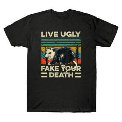 Live Ugly Fake Your Death Retro Character Vintage Pattern Men's Cotton ...