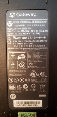 Gateway AC Adapter Model 0220A1990 19V 4.74A Power Charger | eBay