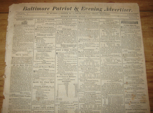 1814, Baltimore Patriot, WAR of 1812, Defense of the City (Washington ...