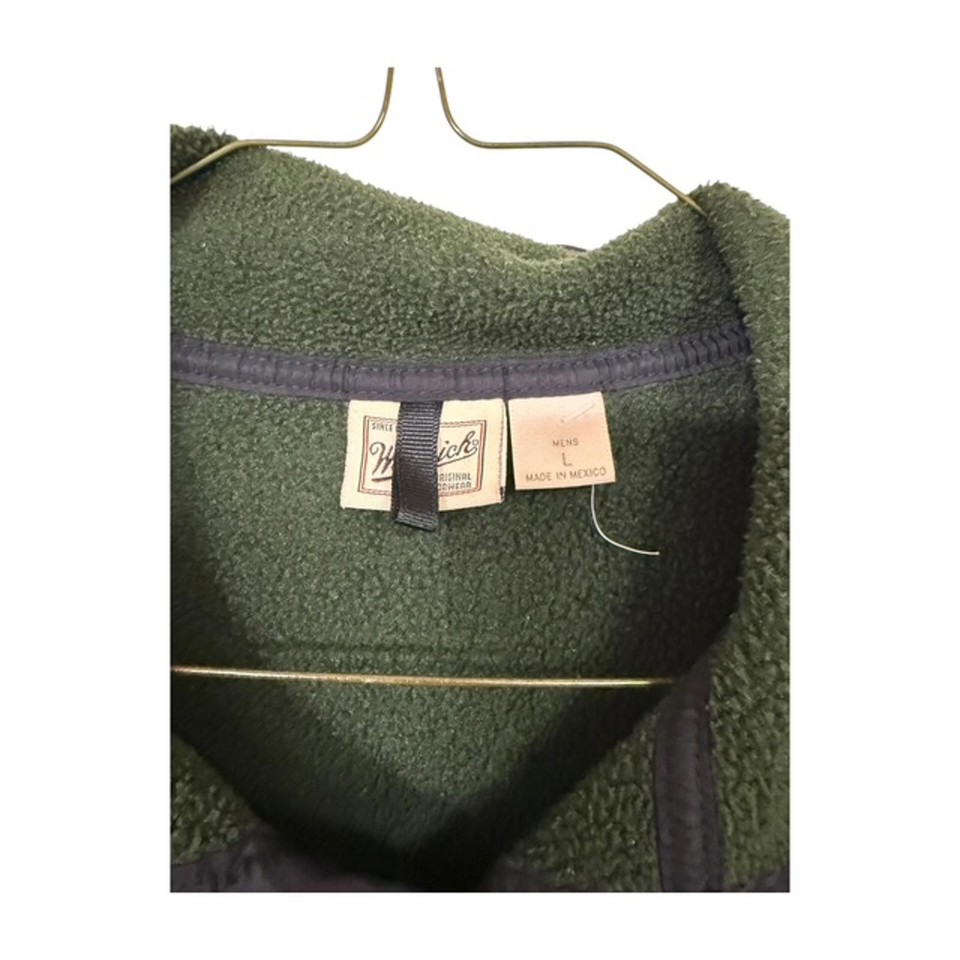 Woolrich Men’s Green Fleece Pullover Sweater Jacket Snap Button Mock ...
