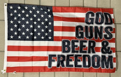 USA God Guns Freedom Flag FREE SHIP Republican Man Cave Donald Trump ...